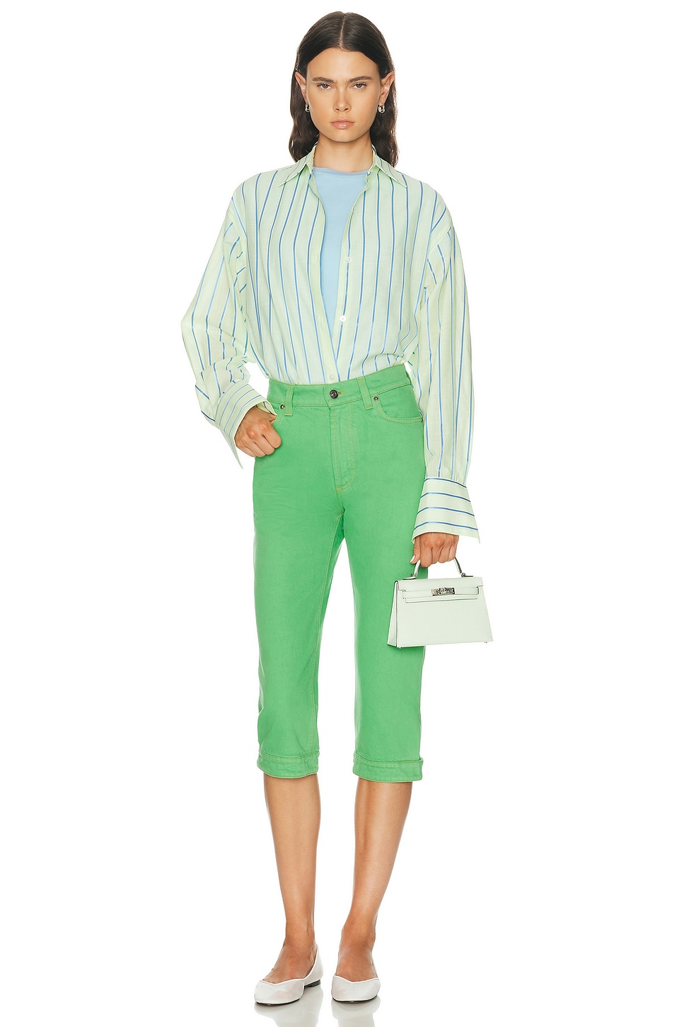 RENGGLI RENGGLI Stripe Boxy Long Sleeve Button Up Shirt